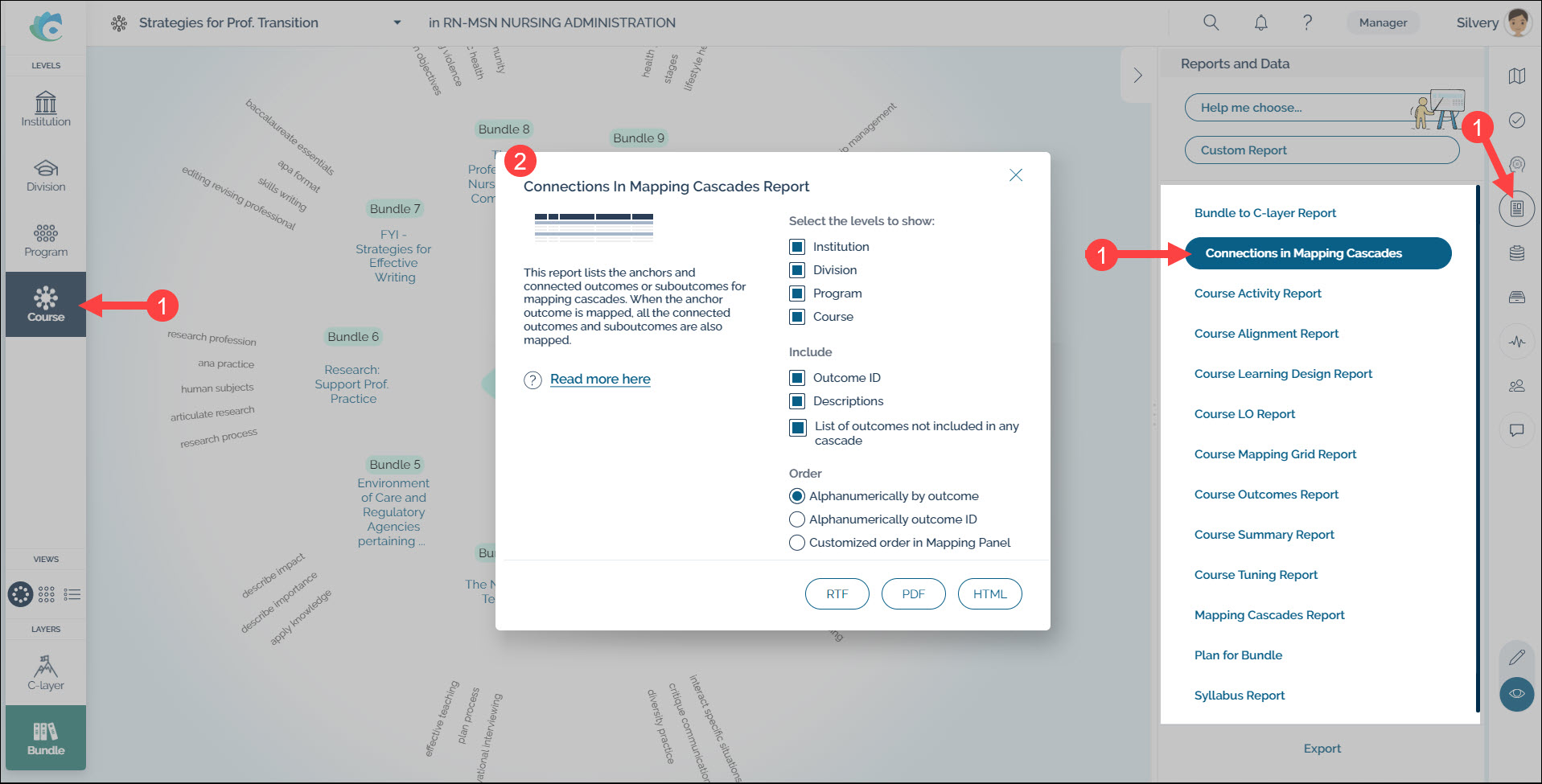 How do I use the Connections in Mapping Cascades report? – Coursetune Support